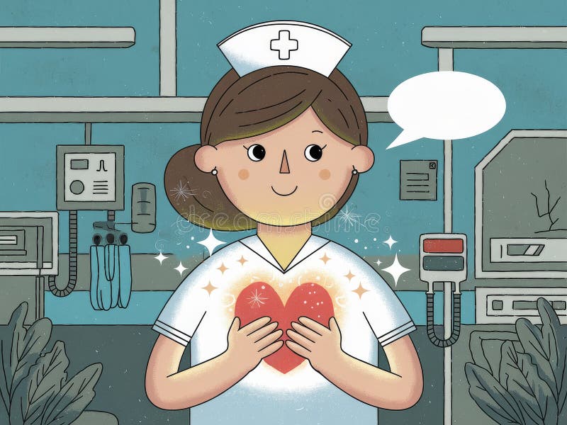 Nurse with Heart Symbol in Hospital Setting Emphasizing Care and ...