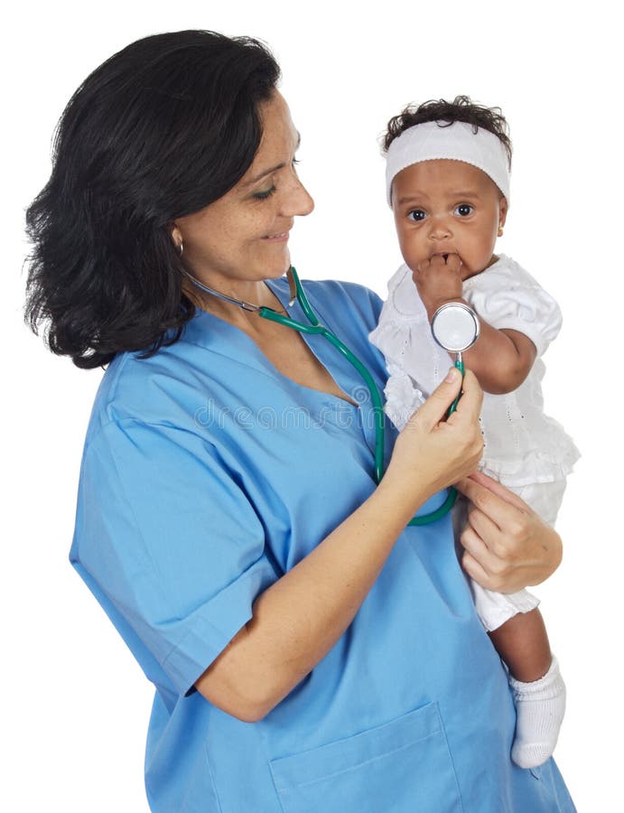 Nurse holding baby stock photo. Image of caretaker, baby - 3803982