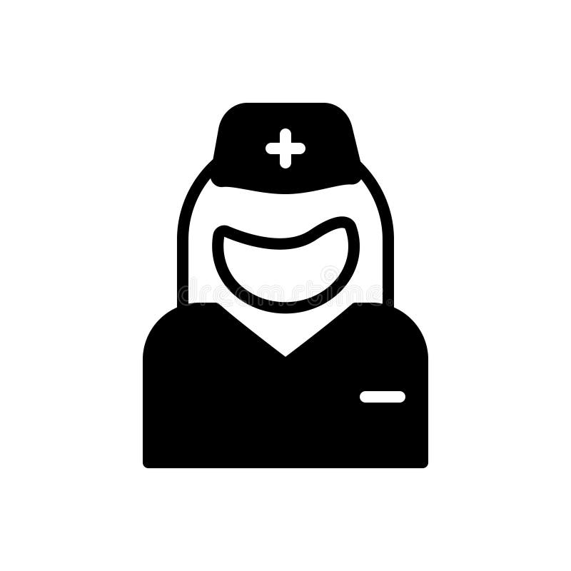 Black Solid Icon for Nurse, Assistant and Attendant Stock Vector ...