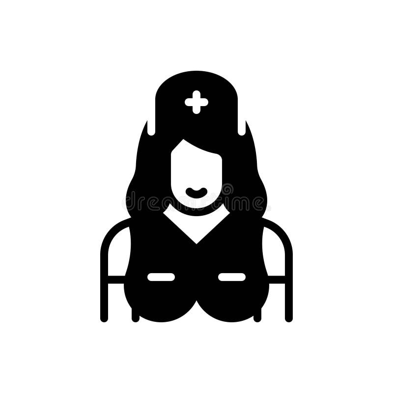 Black Solid Icon for Nurse, Paramedic and Staff Stock Vector ...