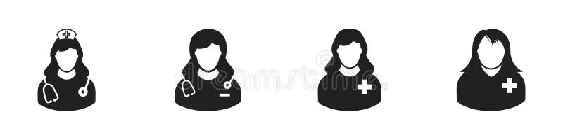 Nurse Icon Set. Editable Flat Vector Stock Illustration - Illustration ...