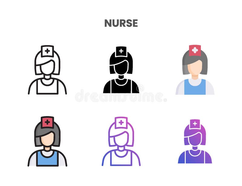 Nurse Icons Set with Different Styles. Stock Vector - Illustration of ...