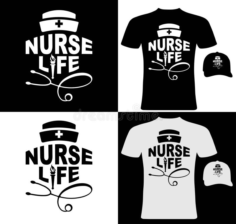 Nurse Life Simple Typography T-shirt Design Template Stock Vector ...