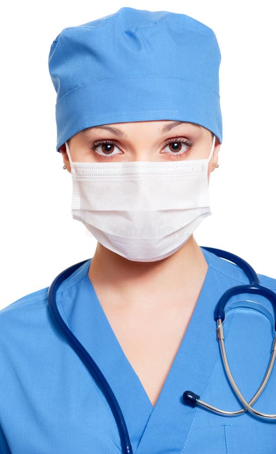 Nurse in mask and uniform stock photo. Image of healthcare - 14021030