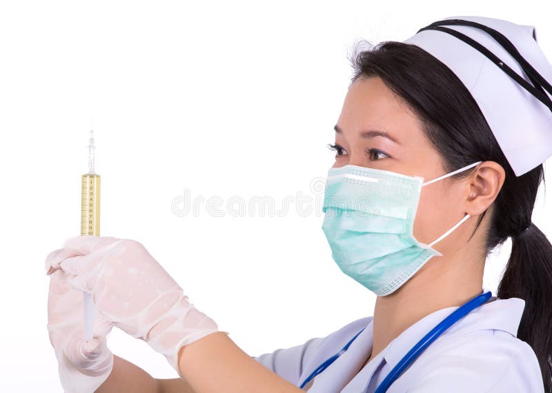 Nurse with medical syringe stock image. Image of closeup - 42963743