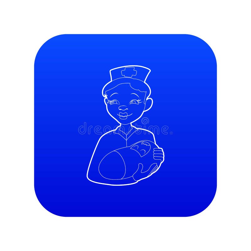 Nurse with a Newborn Icon Blue Vector Stock Vector - Illustration of ...