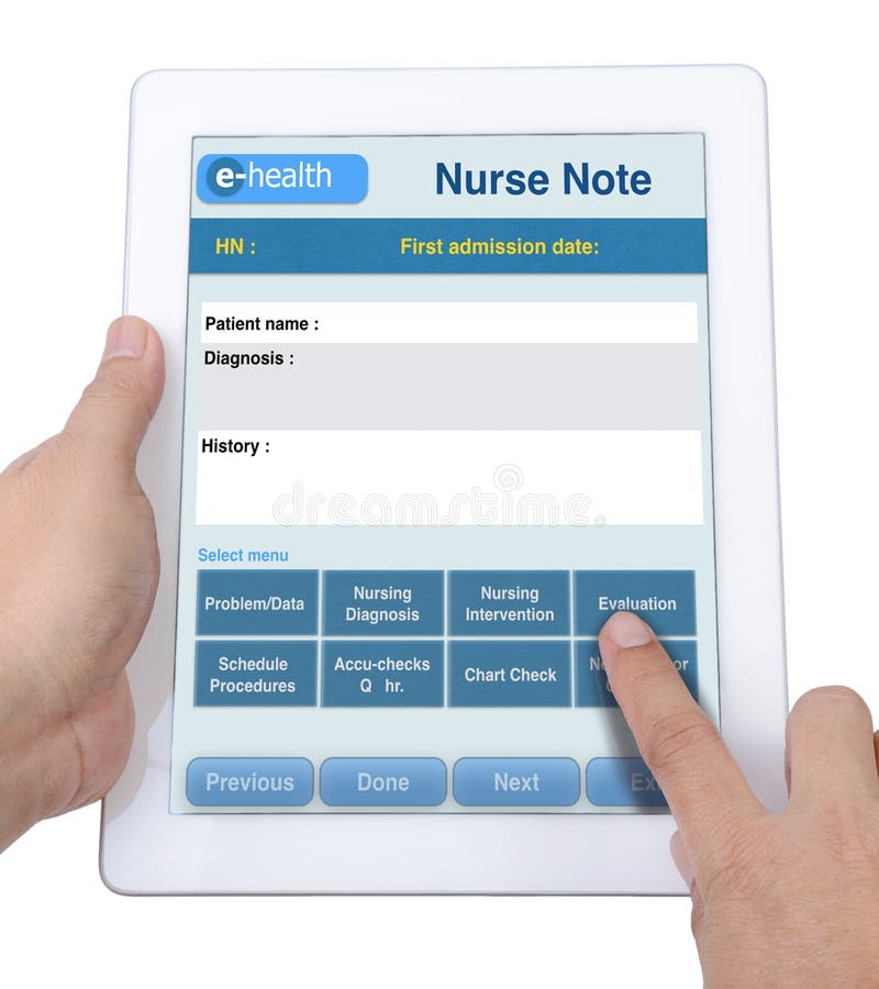 Nurse Note on Tablet and Health Information Technology. Stock Image ...