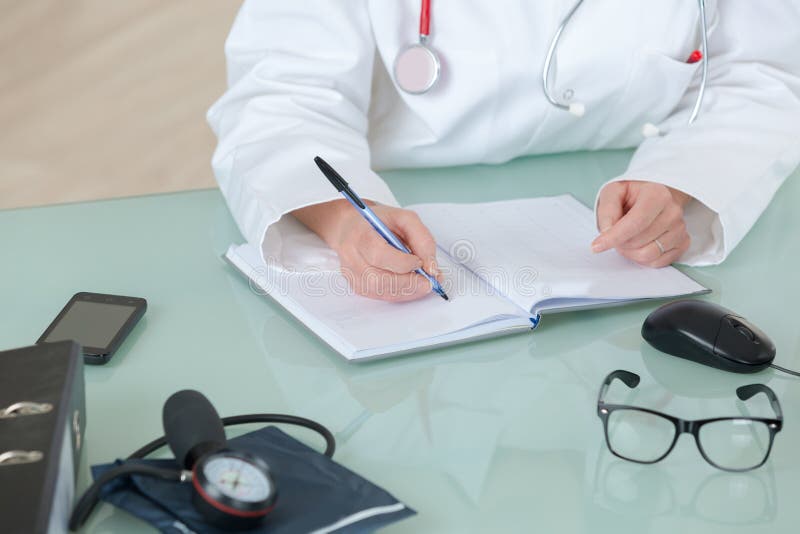 Nurse with Notebook and Computer Stock Photo - Image of person ...