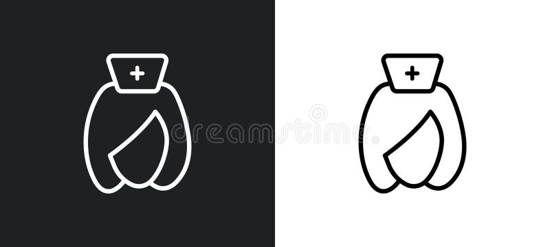 Nurse Outline Icon in White and Black Colors. Nurse Flat Vector Icon ...