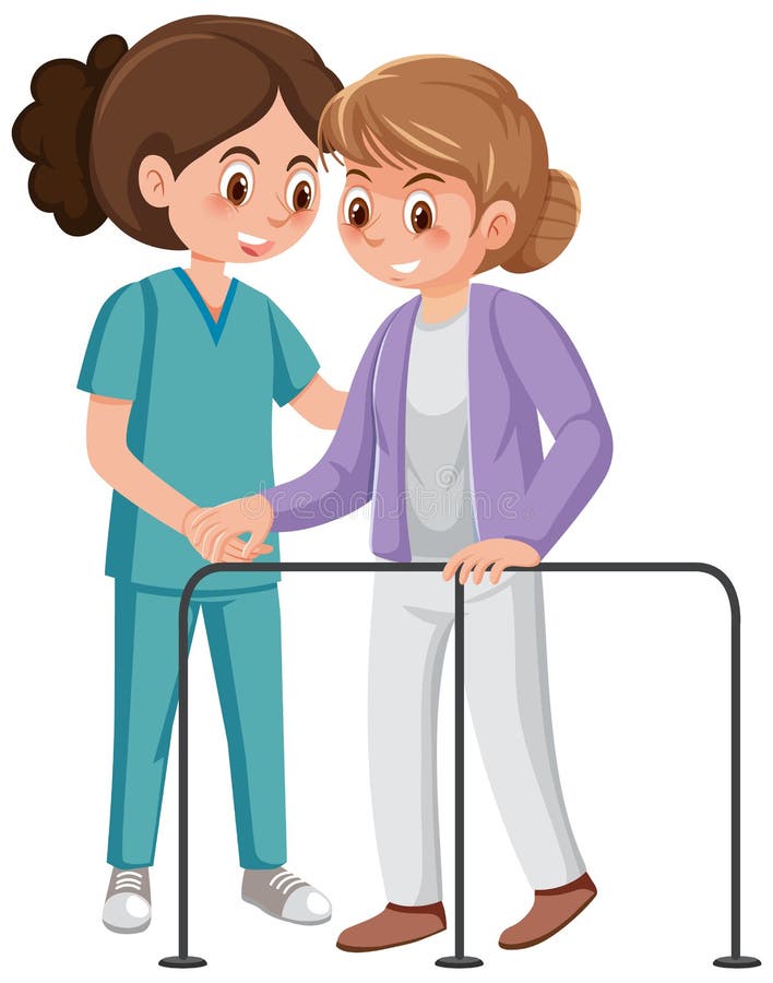 Nurse with Patient Cartoon Character Stock Vector - Illustration of ...