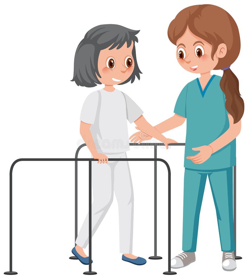 Nurse with Patient Cartoon Character Stock Vector - Illustration of ...