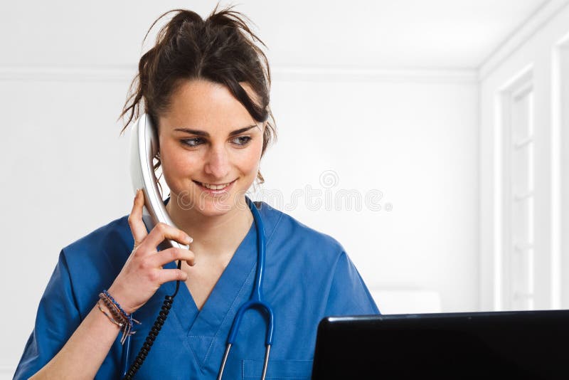 Nurse on the phone stock photo. Image of talking, doctor - 24838822