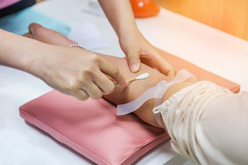 Nurse Prepare Drawing Blood Sample from Arm Patient Stock Photo - Image ...