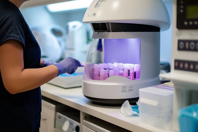 Nurse Prepares Instruments for Medical Procedure in a Laboratory ...