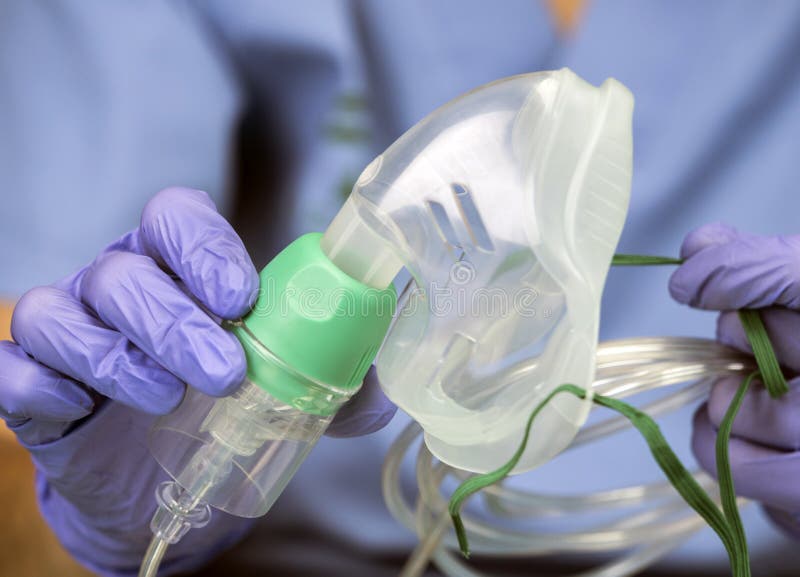 Nurse Prepares Oxygen Mask in a Hospital Stock Image - Image of ...