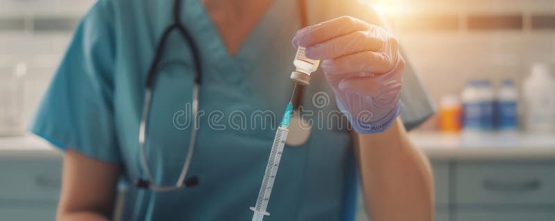 A Nurse Preparing a Syringe with Medication, Highlighting the ...