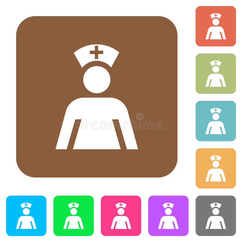 Nurse Rounded Square Flat Icons Stock Vector - Illustration of ...