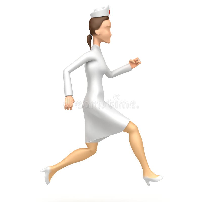 Cartoon nurse - running stock illustration. Illustration of expression ...