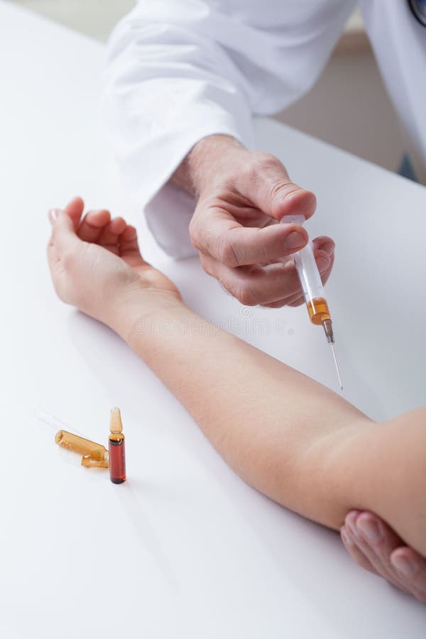 Nurse S Hand Doing an Injection Stock Image - Image of medication ...