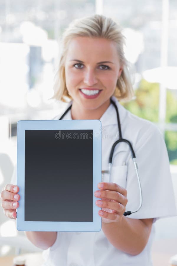 Nurse Showing Her Digital Tablet Stock Image - Image of holding ...