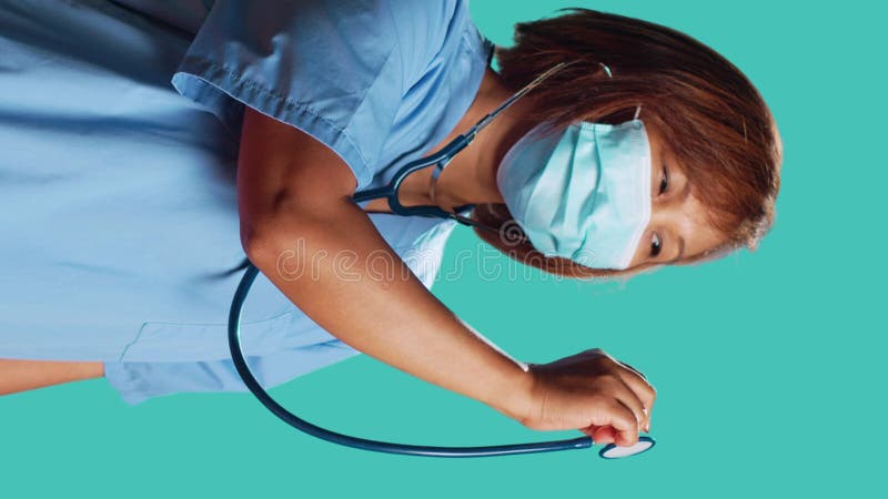 Nurse Showing How To Use Stethoscope Stock Video - Video of stethoscope ...