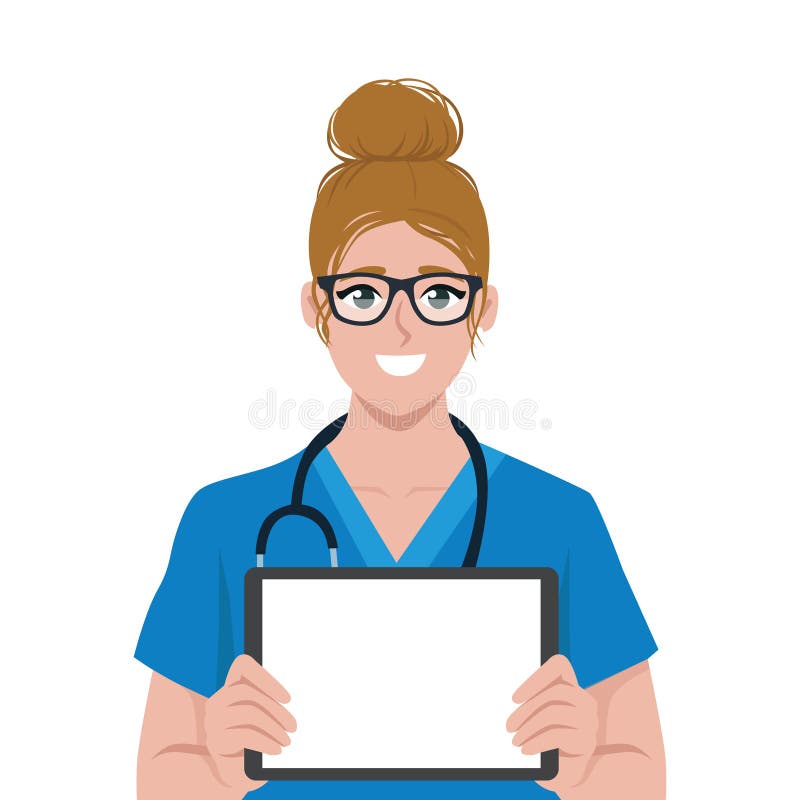 Nurse is Showing a Report on a Tablet Stock Illustration - Illustration ...