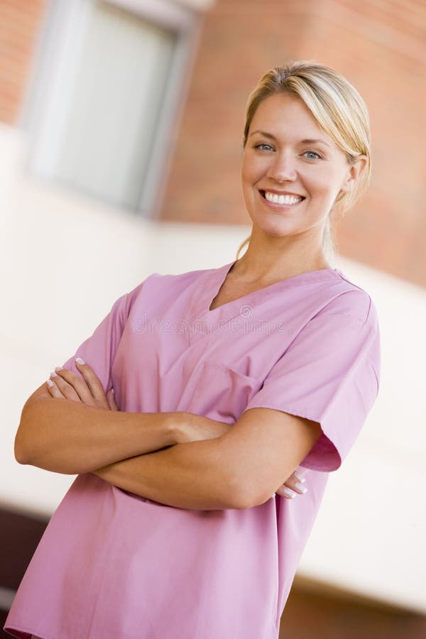 Nurse Standing Outside a Hospital Stock Image - Image of person ...