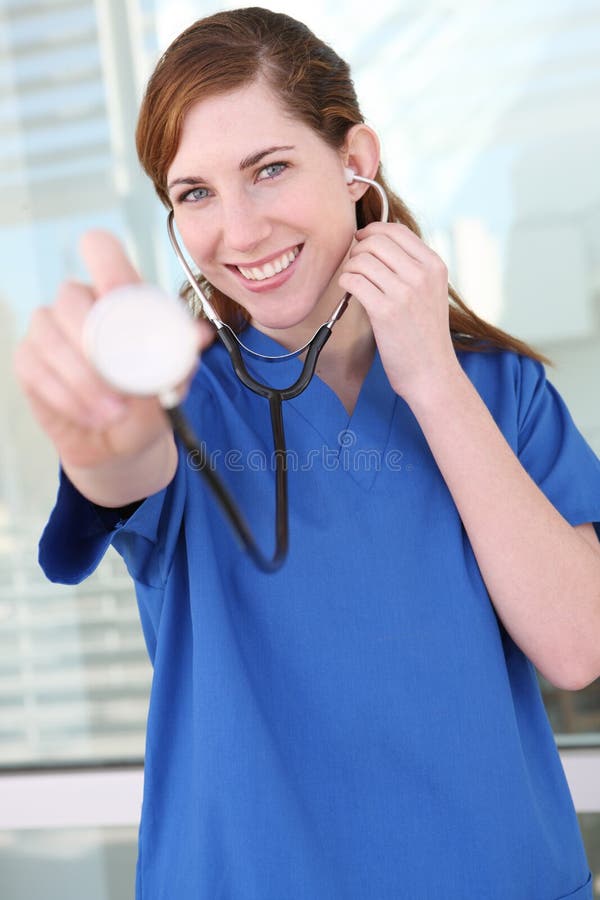 Nurse with Stethoscope at Hospital Stock Photo - Image of caucasian ...