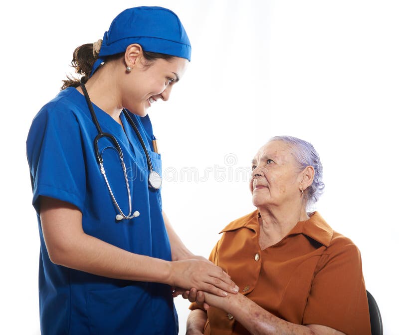 Nurse support elderly lady stock image. Image of nurse - 71046527