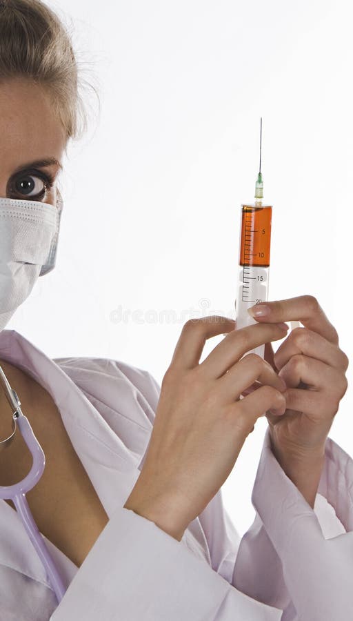 Nurse with syringe stock image. Image of stethoscope - 12098101