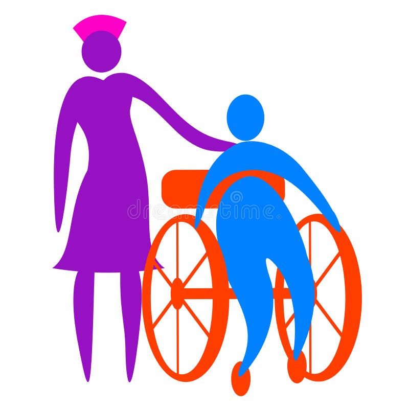 Nurse Taking Care of Disabled Person Stock Vector - Illustration of ...