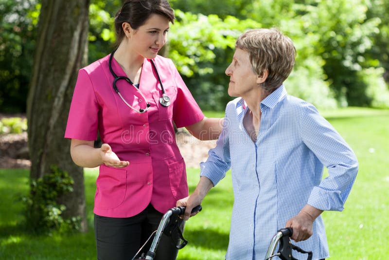 Nurse Talking with Disabled Lady Stock Image - Image of insurance ...