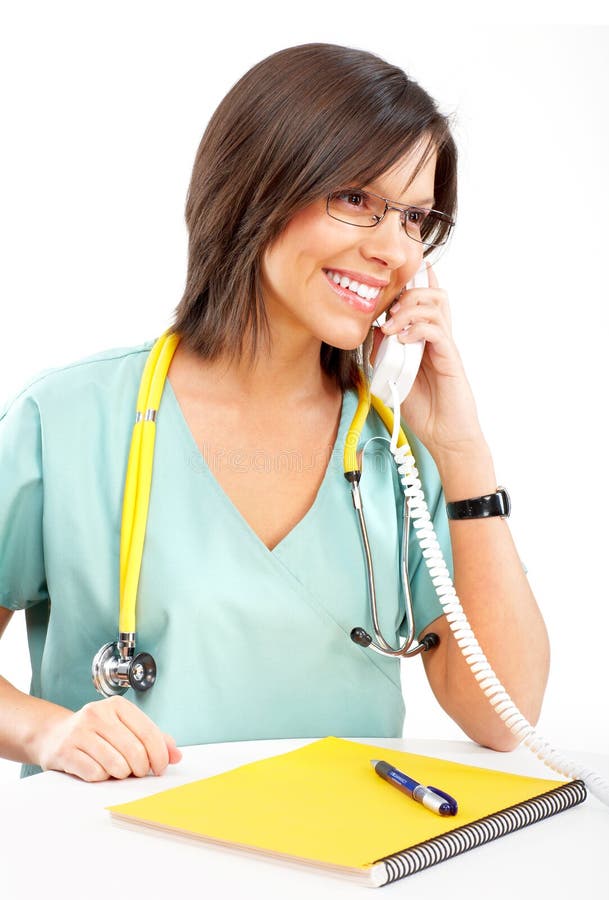 Nurse with telephone stock photo. Image of call, healthy - 7972958