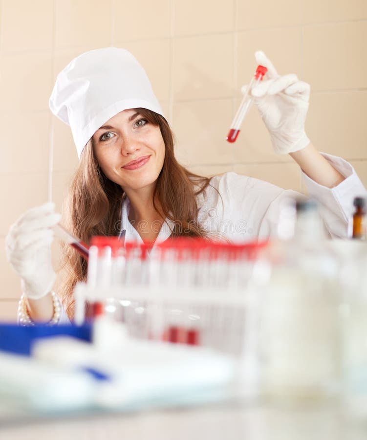 Nurse with test tubes stock image. Image of sample, glass - 39318515