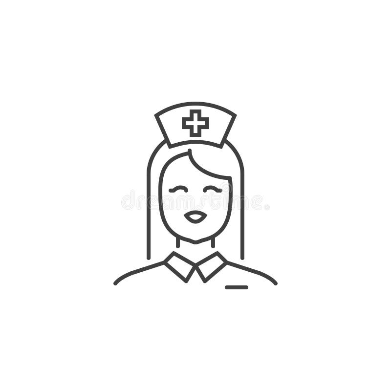 Nurse Thin Line Icon, Medical Tests Concept, Female Physician Sign on ...