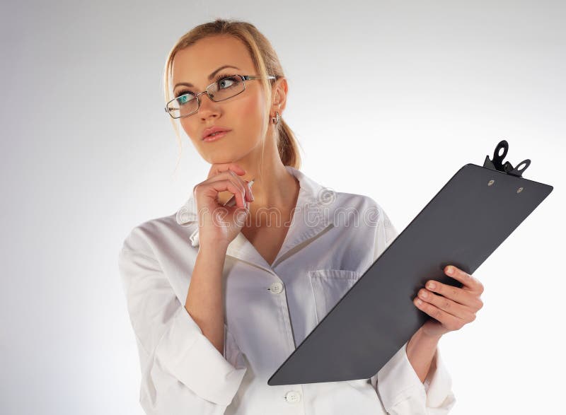 Nurse thinking stock photo. Image of medicate, coat, recover - 17583522