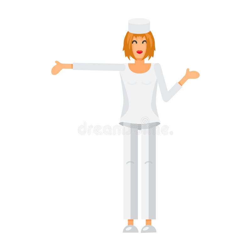 Nurse in Uniform Indicates Direction of Movement Stock Vector ...