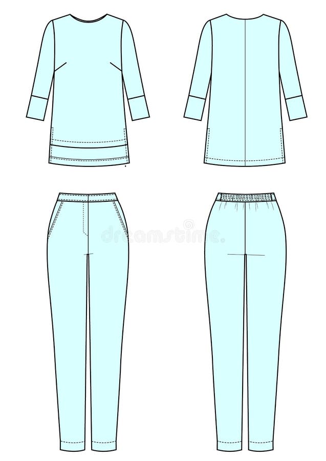 Nurse Uniform Vector Sketch, Back and Front Side Stock Illustration ...