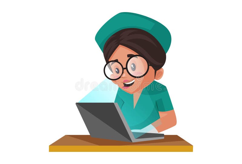 Nurse Laptop Cartoon Stock Illustrations – 395 Nurse Laptop Cartoon ...