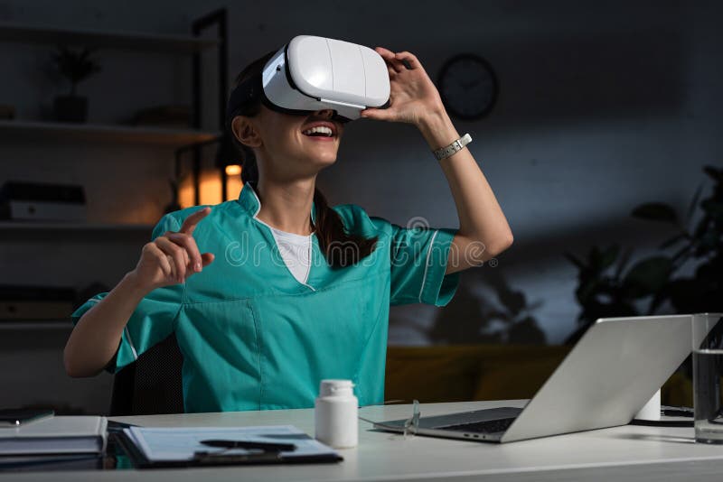Nurse in with Virtual Reality Headset Stock Photo - Image of girl, tech ...