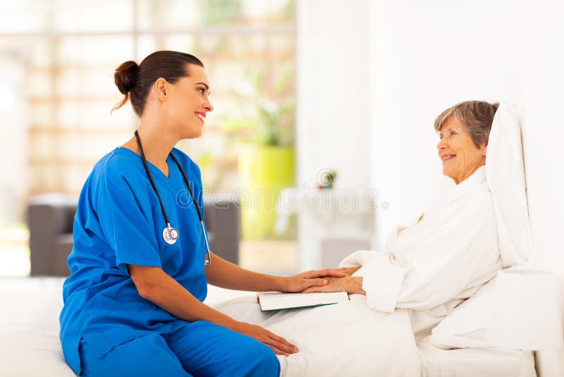Nurse visiting patient stock image. Image of bedroom - 28926181