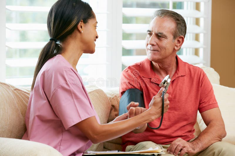 Nurse Visiting Senior Male Patient at Home Stock Image - Image of ...