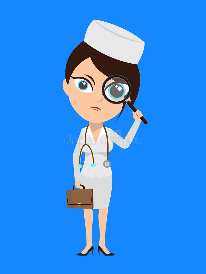 Nurse - Watching with Magnifier Stock Vector - Illustration of work ...