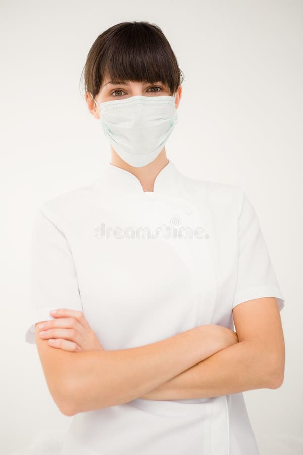 Nurse Wearing Surgical Mask Stock Photo - Image of portrait, caucasian ...