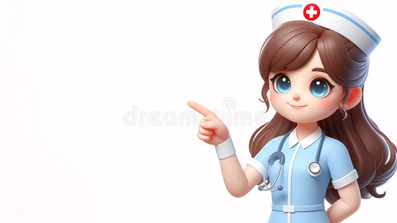Nurse with White Background, 3d Rendering. Computer Digital Drawing ...