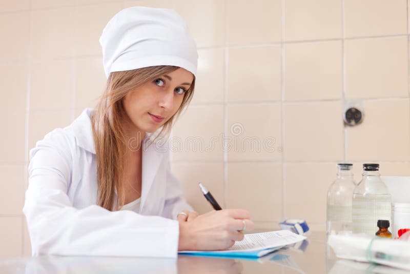 Nurse Working in Laboratory Stock Image - Image of experiment ...
