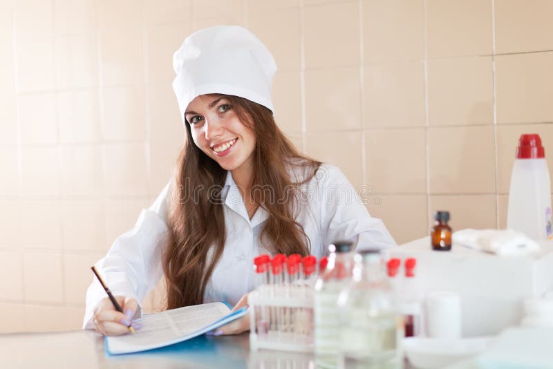 Nurse Working in Laboratory Stock Image - Image of professional, female ...