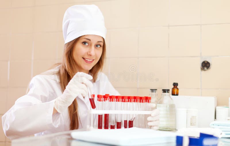 Nurse Works with Blood Sample Stock Image - Image of nurse, medicine ...