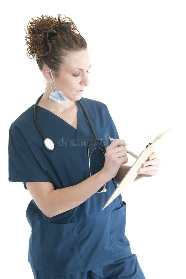 Nurse Writing on a Clipboard Stock Image - Image of girl, occupation ...