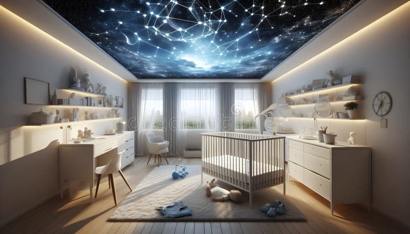 A Nursery with Ceiling Projections of Constellations Reacting To Baby ...